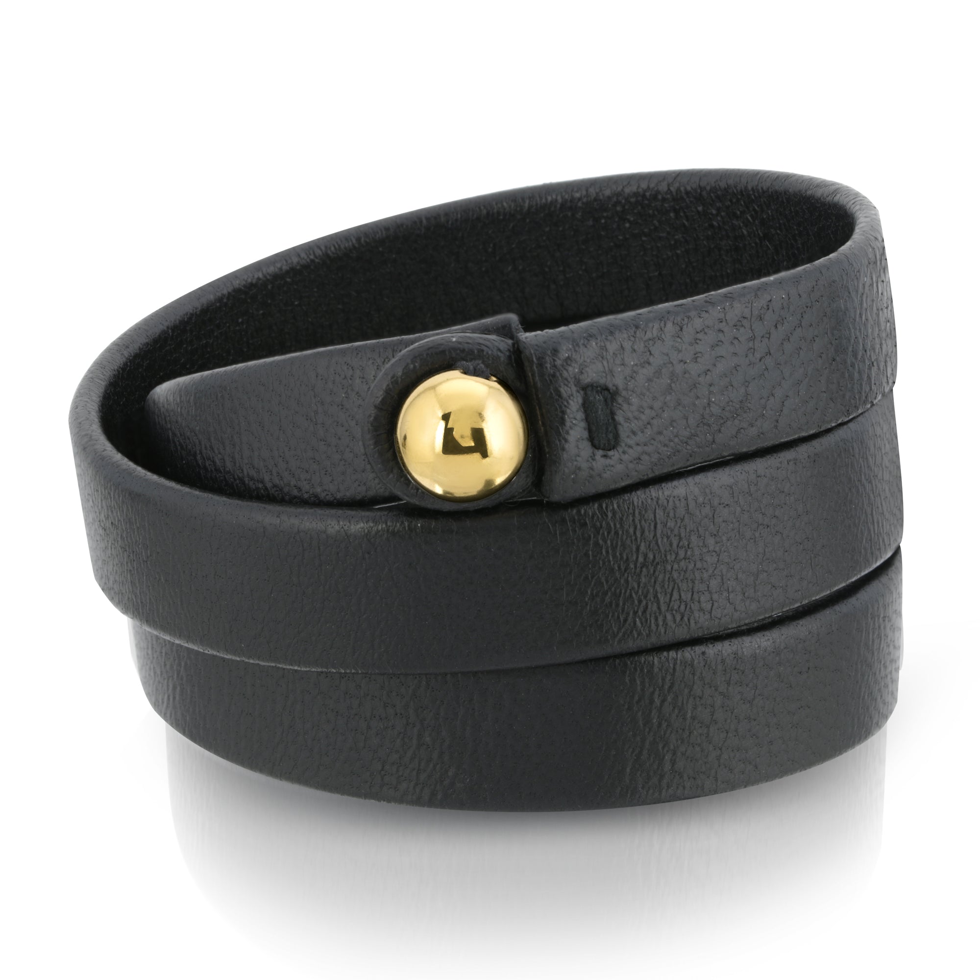 The Vanguard Unisex 14k Gold Triple Wrap Leather Bracelet | Boussidan